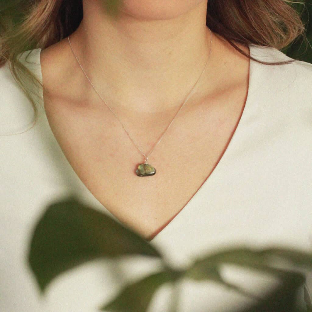 Wolk labradoriet ketting | Edelsteen sieraden - Natuursieraad