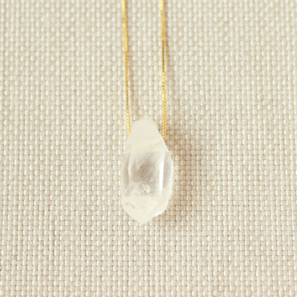 ruwe kwarts ketting goud - Natuursieraad